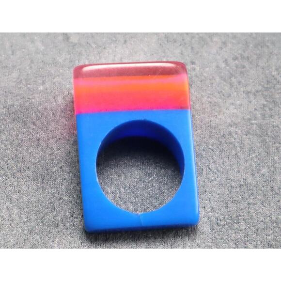 Unbranded | Jewelry | Vintage Laminated Lucite Ring Neon Stacked Ring ...